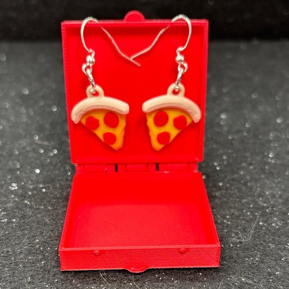Jewelry | Pizza Slice Earrings With Mini Pizza Box Display | Poshmark